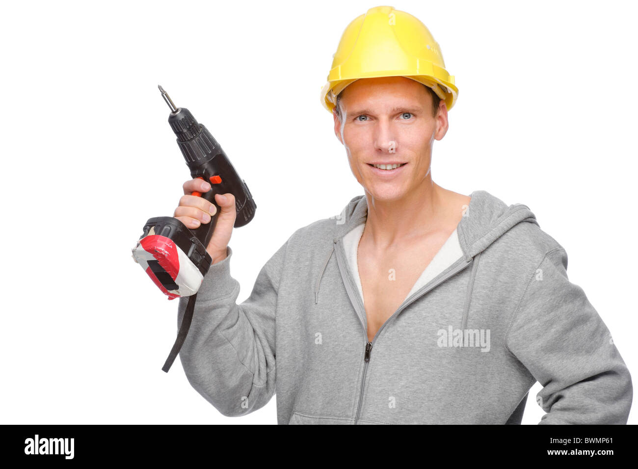 Full isolated studio picture from a young craftsman Stock Photo - Alamy