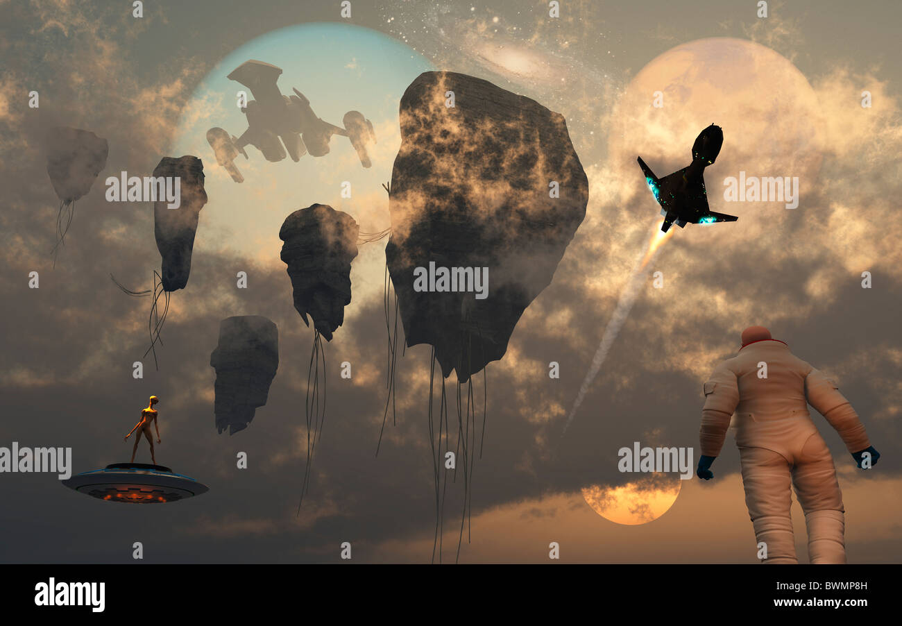 Contact.. Between Humanity & Aliens Stock Photo - Alamy