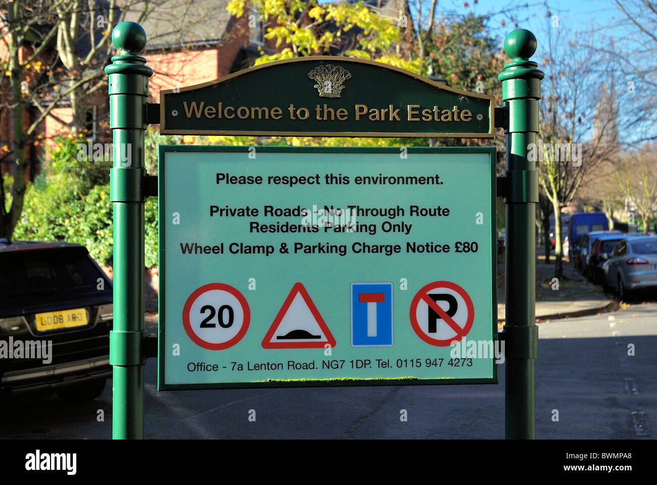 entrance to the private park estate Nottingham england uk Stock Photo ...