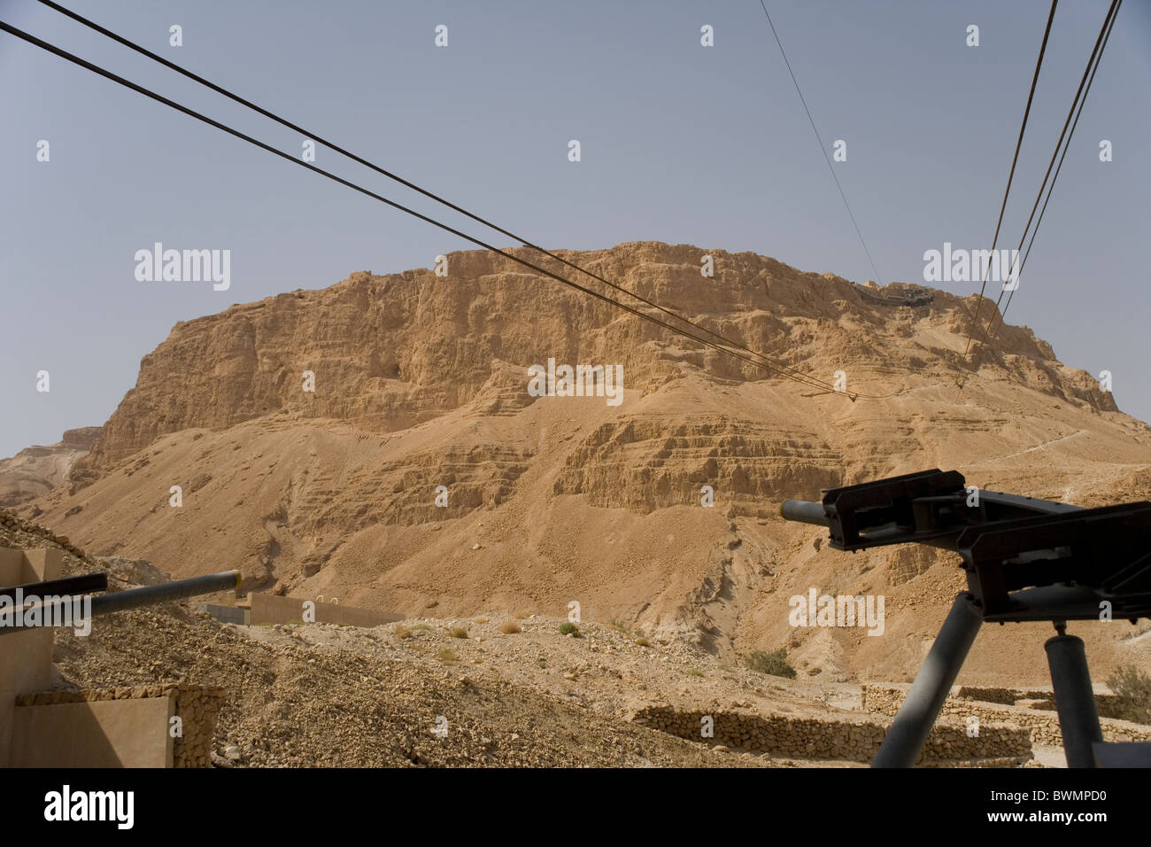 The Cable car that goes to the top of Masada and the mountain of Masada ...