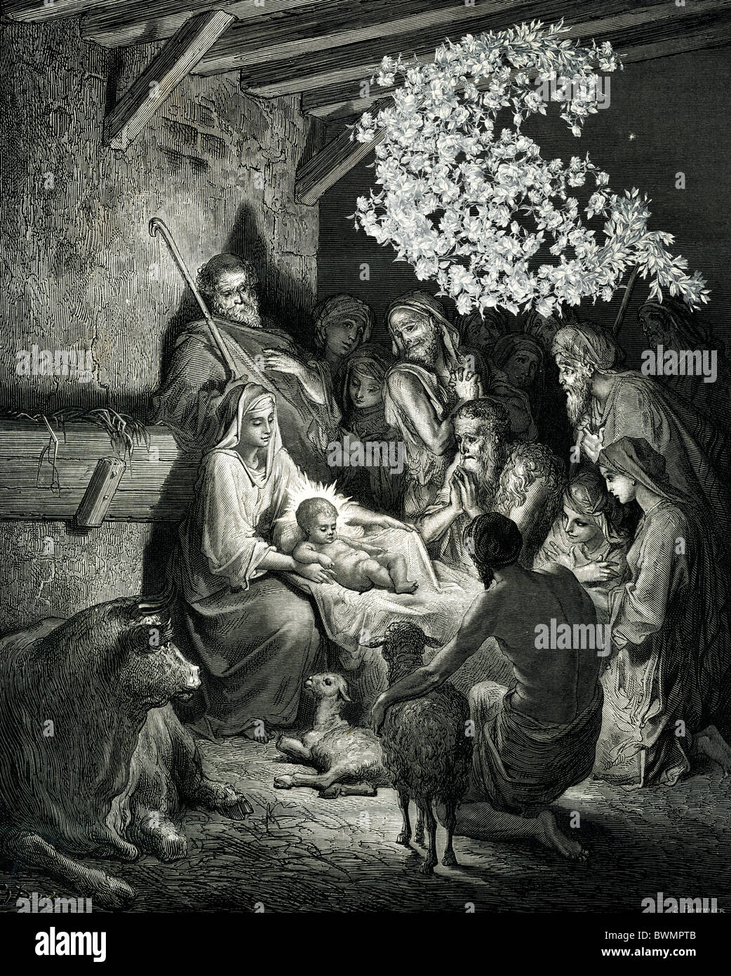 Victorian initial Christmas letter G Stock Photo - Alamy