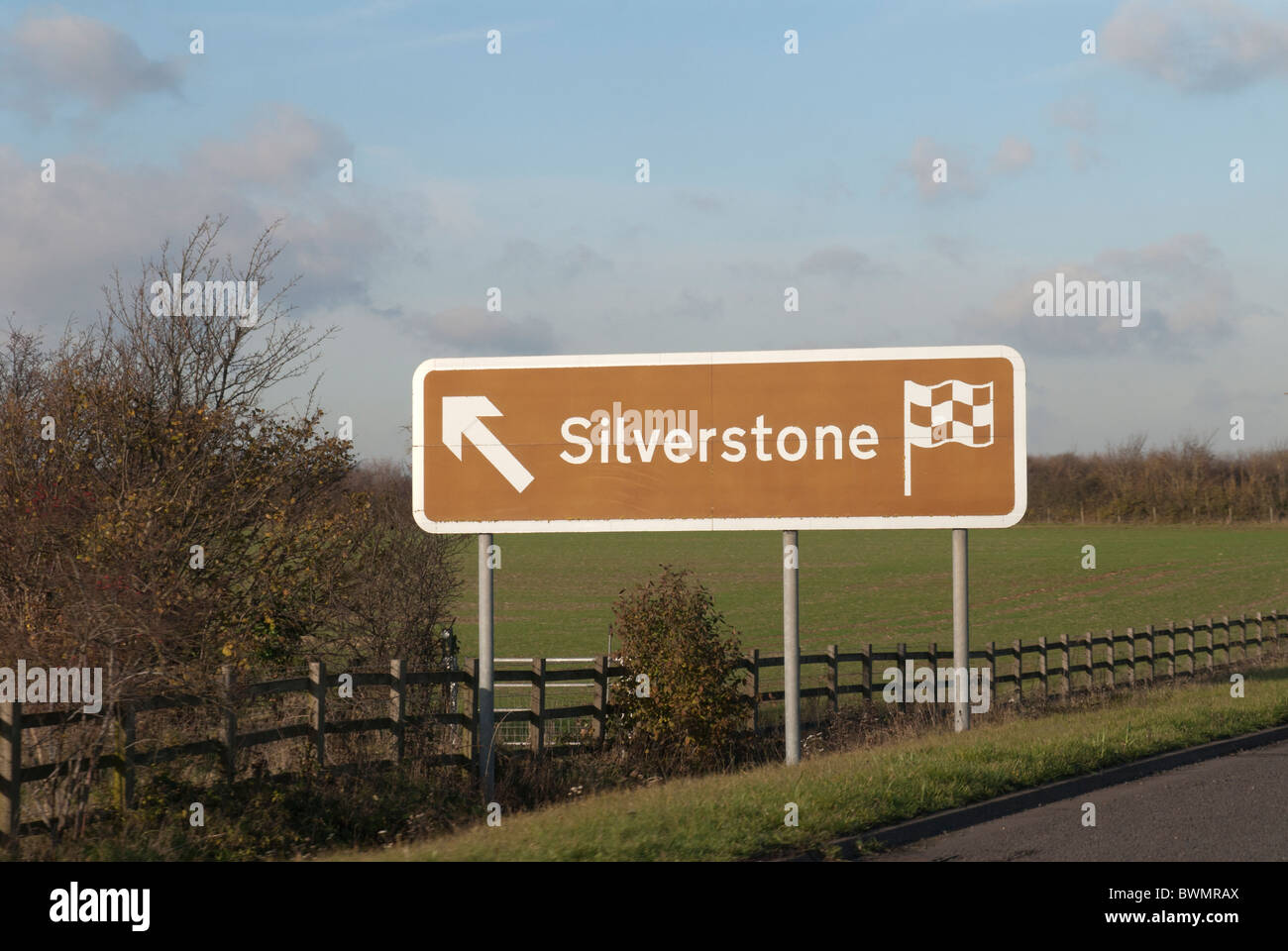 Brown Tourist Sign Directions for Silverstone Stock Photo - Alamy