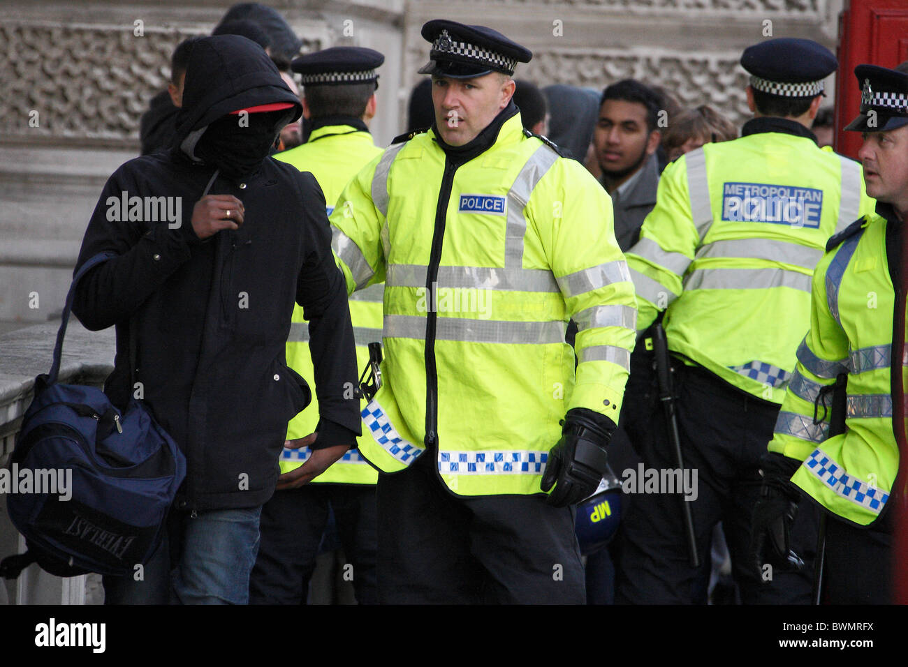 Police lead away arrested black protester Stock Photo - Alamy