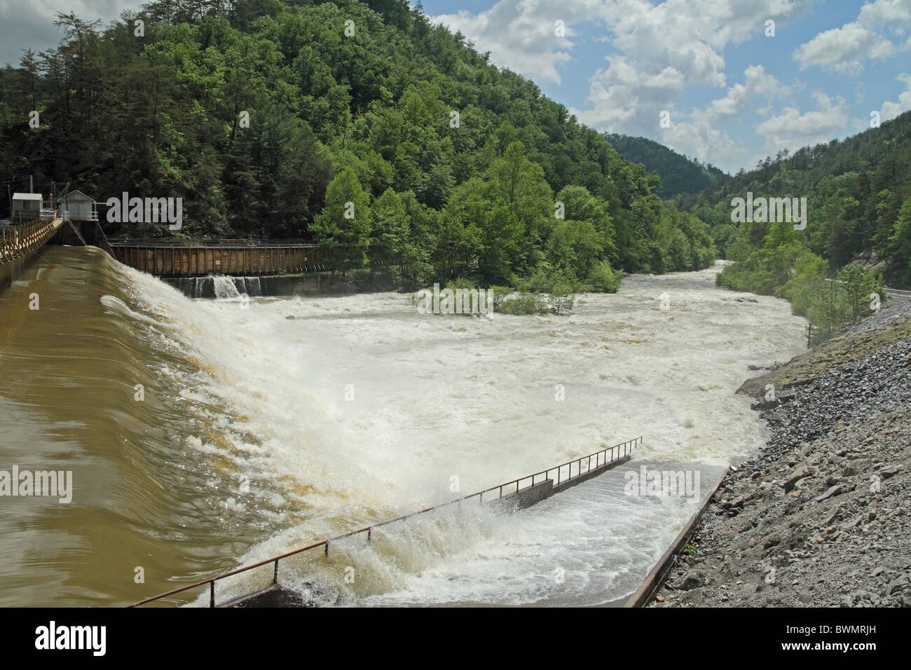 Ocoee River, No 2 Dam, showing river in flood - Polk County, Tennessee ...