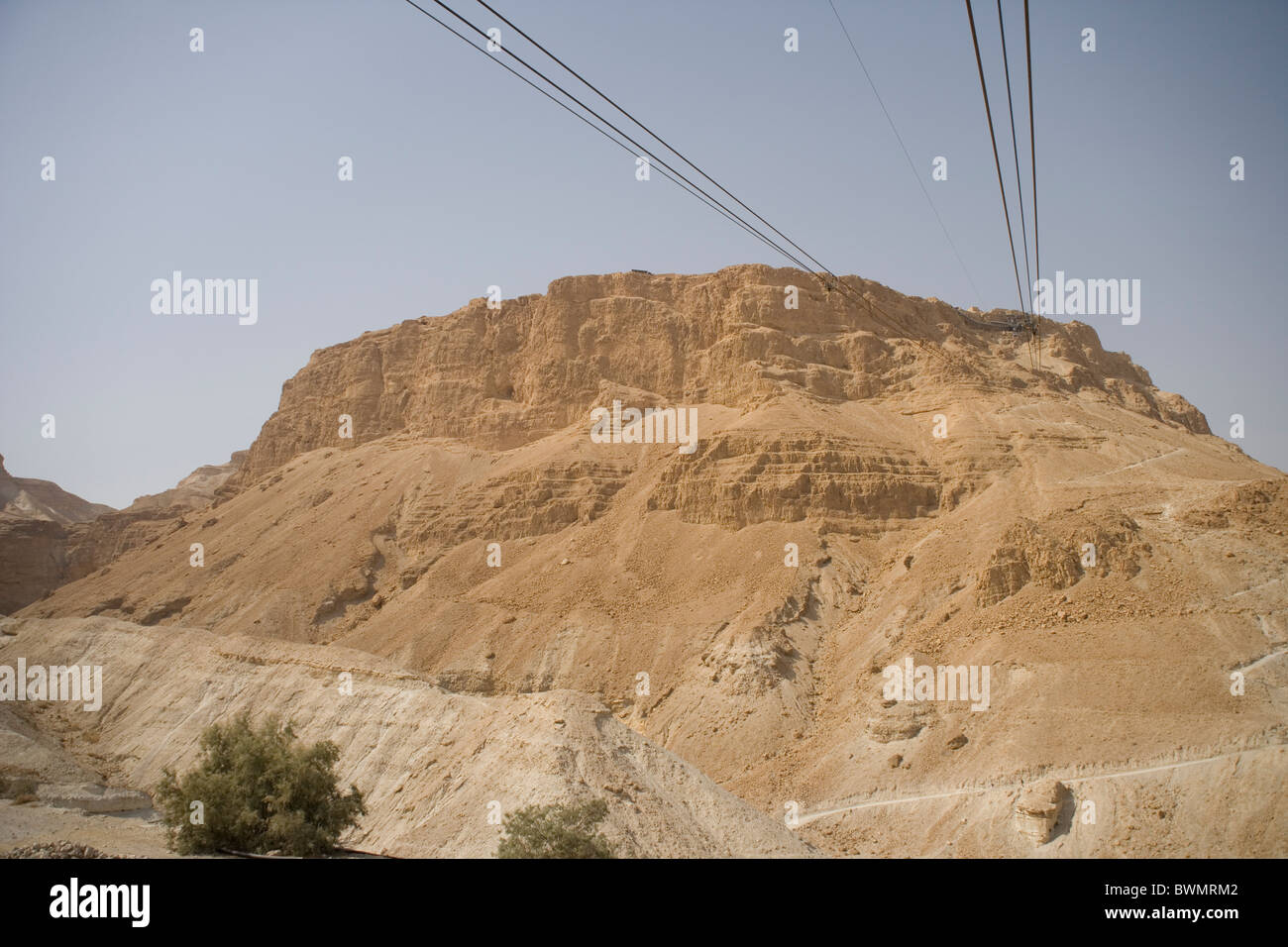 The Cable car that goes to the top of Masada and the mountain of Masada ...