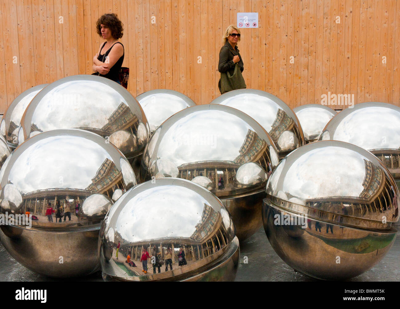 Silver ball sculpture at Palaise Royal Paris Stock Photo - Alamy