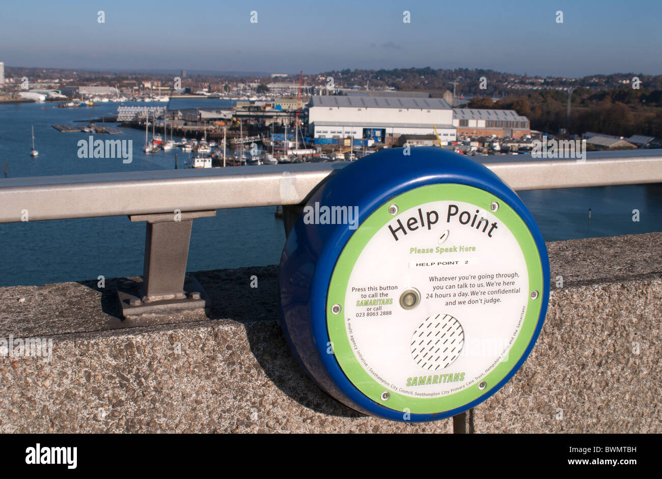 Samaritans Help Line on River Itchen Bridge in Southampton, Hampshire ...
