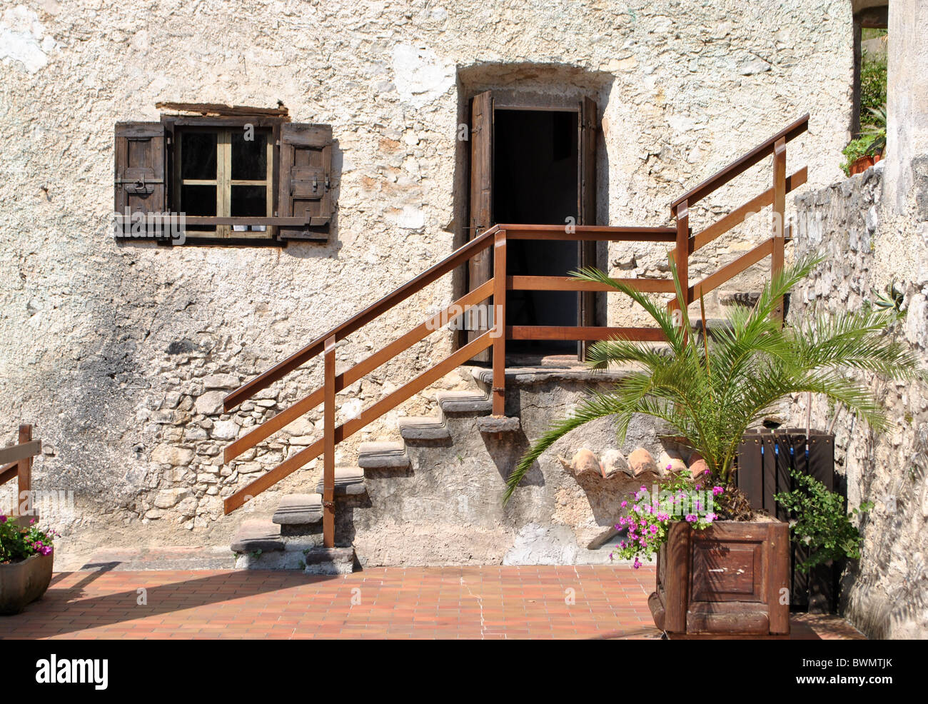 character house with wooden door and window Stock Photo - Alamy