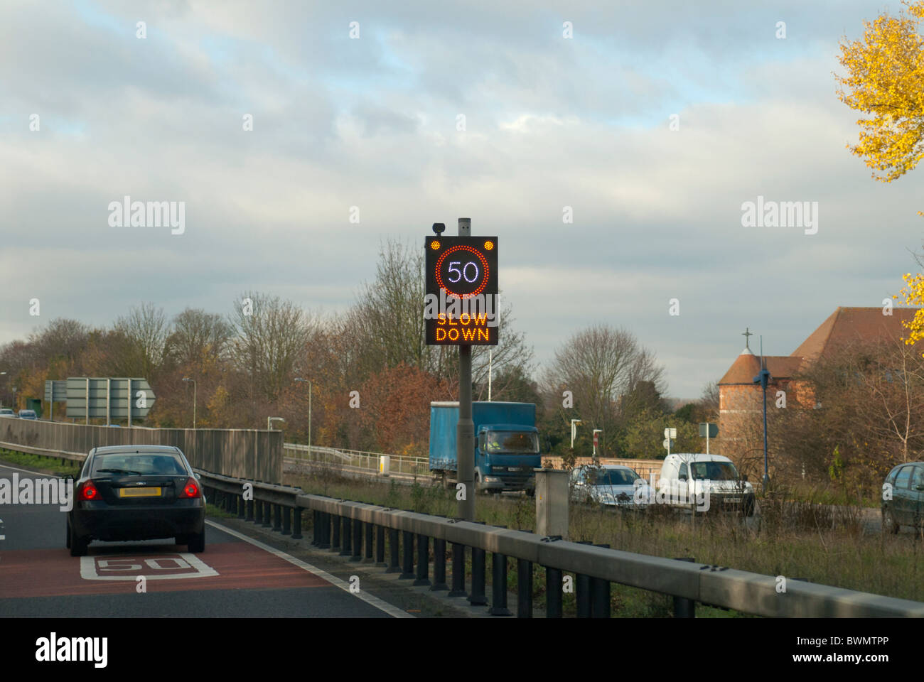 Digital 50 mph Speed Limited Road Sign Stock Photo - Alamy