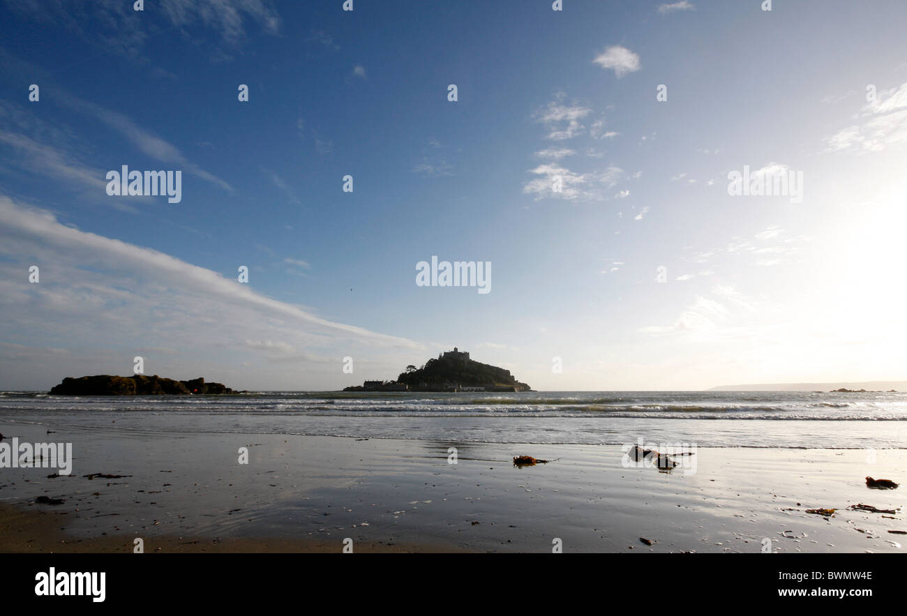 Marazion beach in Cornwall with St Michaels Mount in the background ...