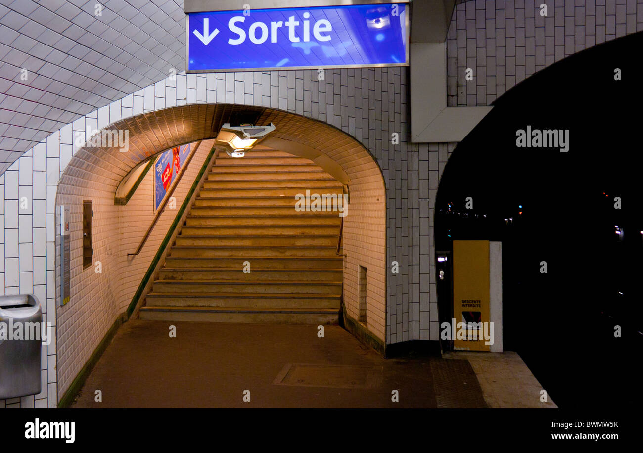 Platform stairs with way out sign hi-res stock photography and images ...