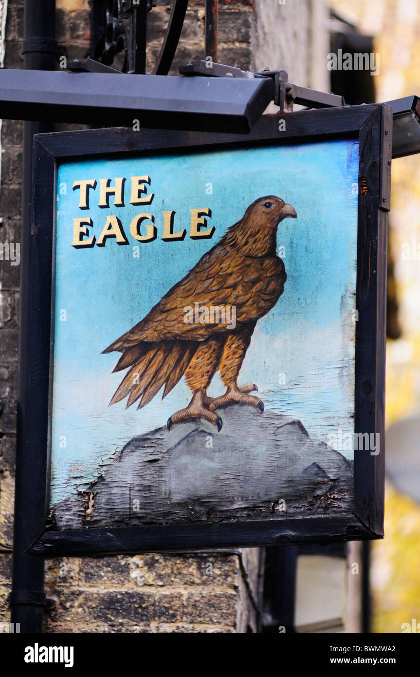 The Eagle pub sign, Benet Street, Cambridge, England, UK Stock Photo ...