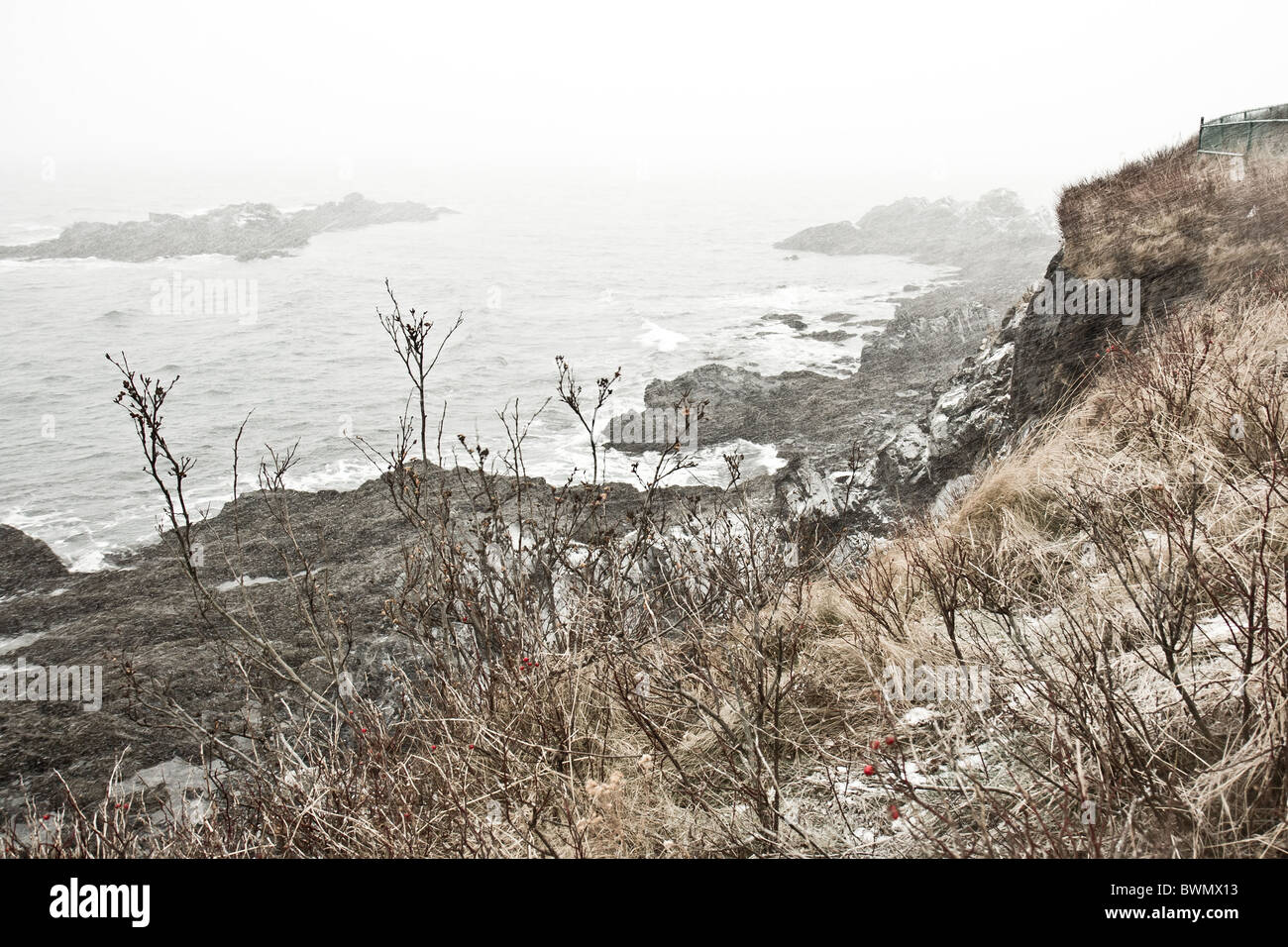 Atlantic Beach Maine Sea Snow USA Weather Winter Stock Photo - Alamy