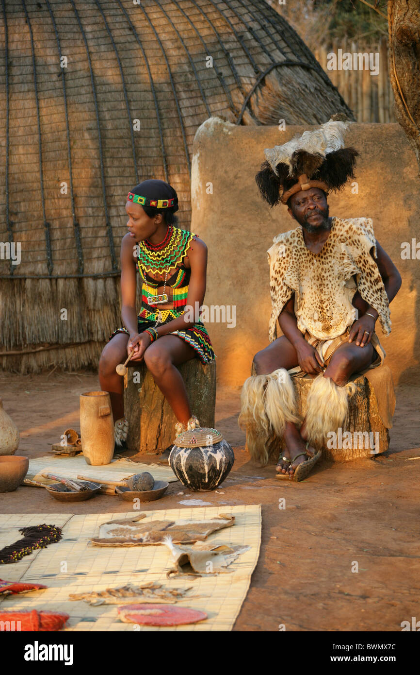 The Zulu Chief and One of His Daughters at a Beer Drinking Ceremony for ...