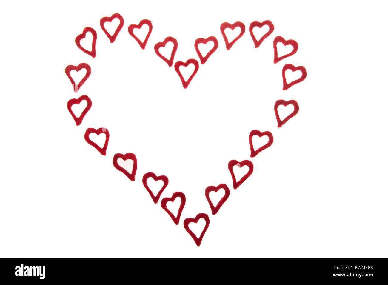 Many ornamental hearts on white background forming one heart Stock ...