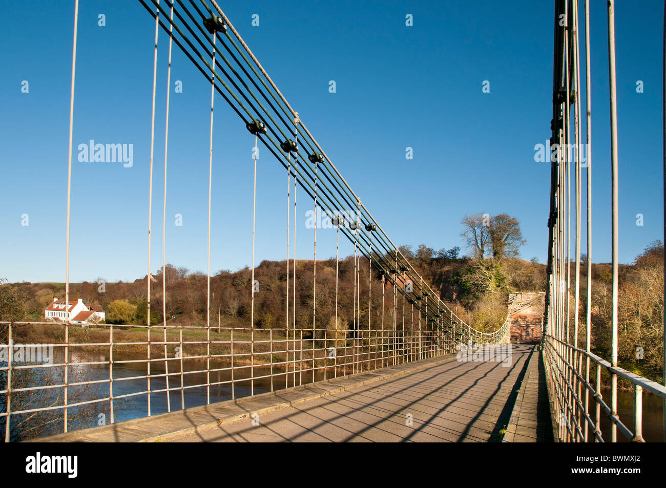 The English end of the Union Chain Bridge Stock Photo - Alamy