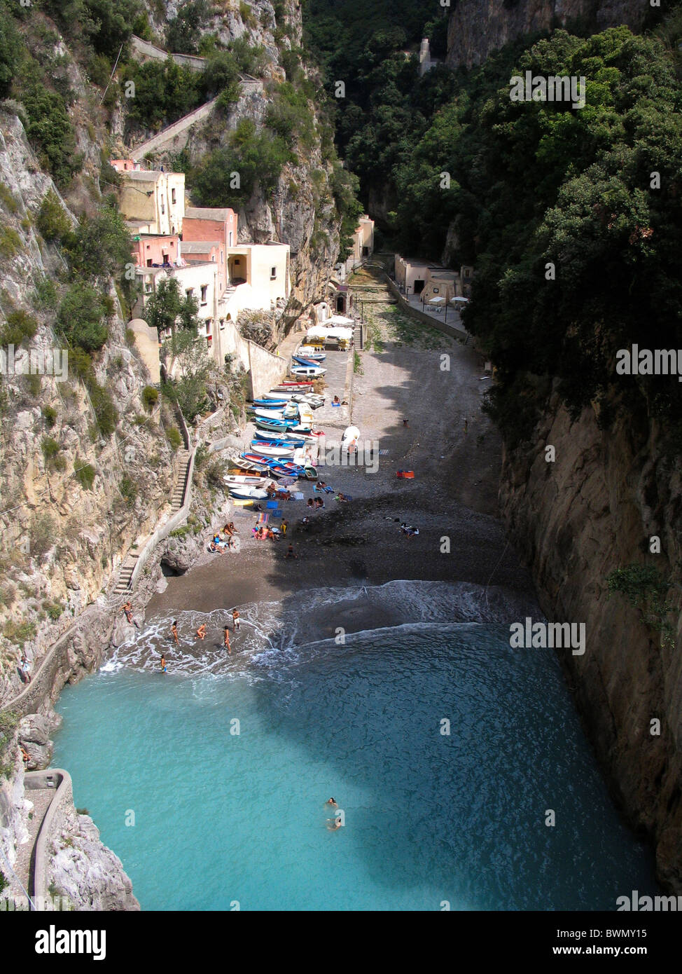 Furore Amalfi coast cove fiord bridge "hight view" Campania Campany ...