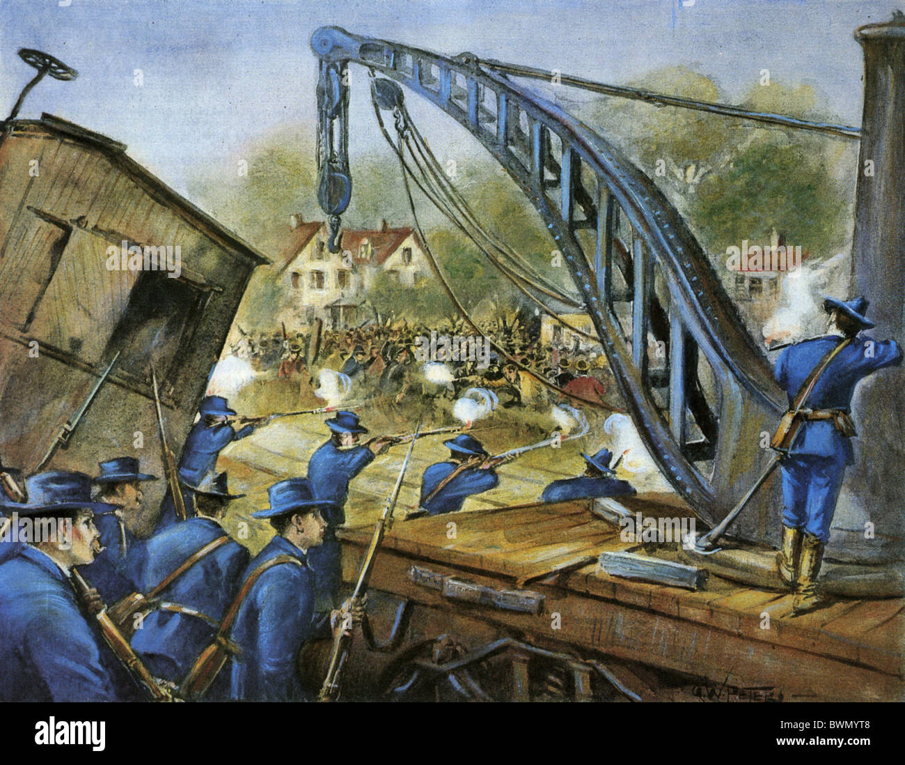 1894 PULLMAN STRIKE National Guardsmen fire into a mob of strikers ...