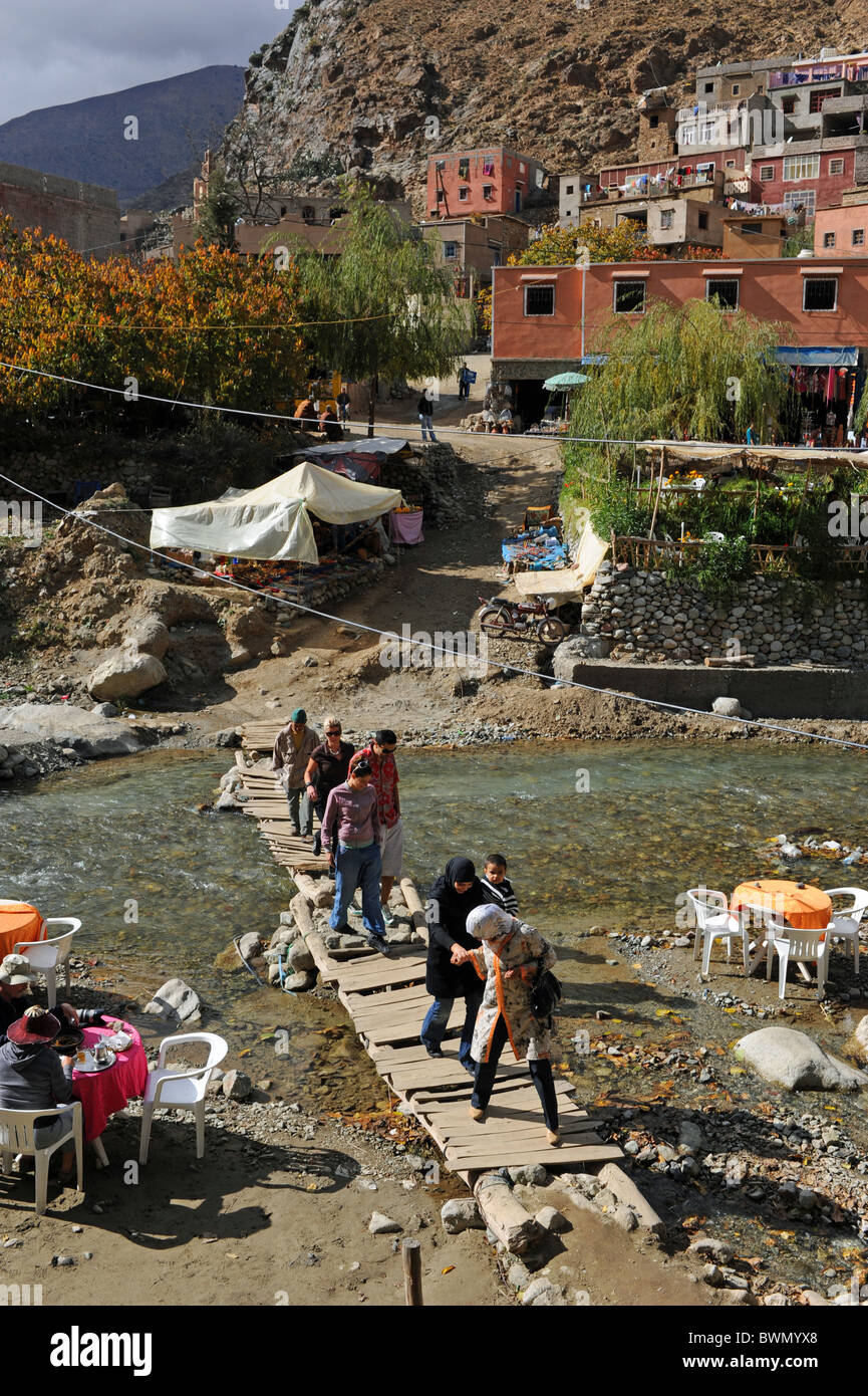 Marrakesh Morocco 2010 - Walking across a rickety bridge over the ...
