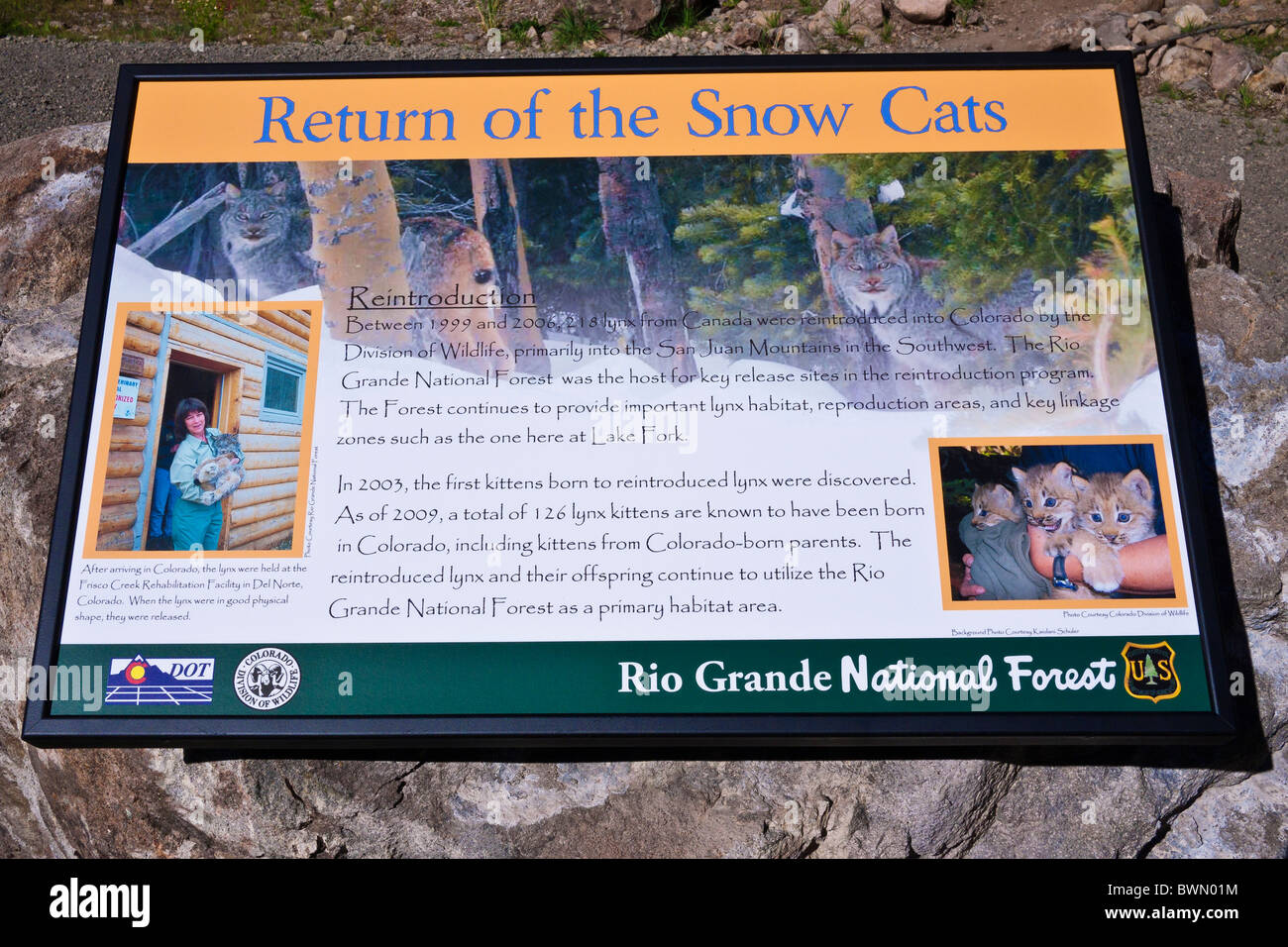 Interpretive sign, Rio Grande National Forest, Colorado Stock Photo - Alamy