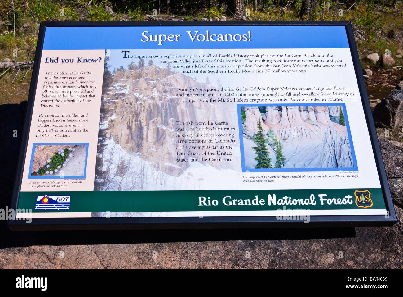 Interpretive sign, Rio Grande National Forest, Colorado Stock Photo - Alamy