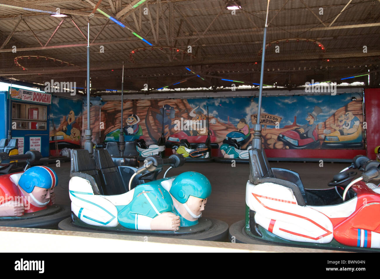 Dodgem cars on the Central Pier in Blackpool on the coast of Lancashire ...