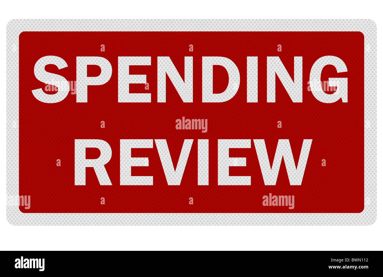 Photo realistic metallic reflective 'spending review' road sign ...