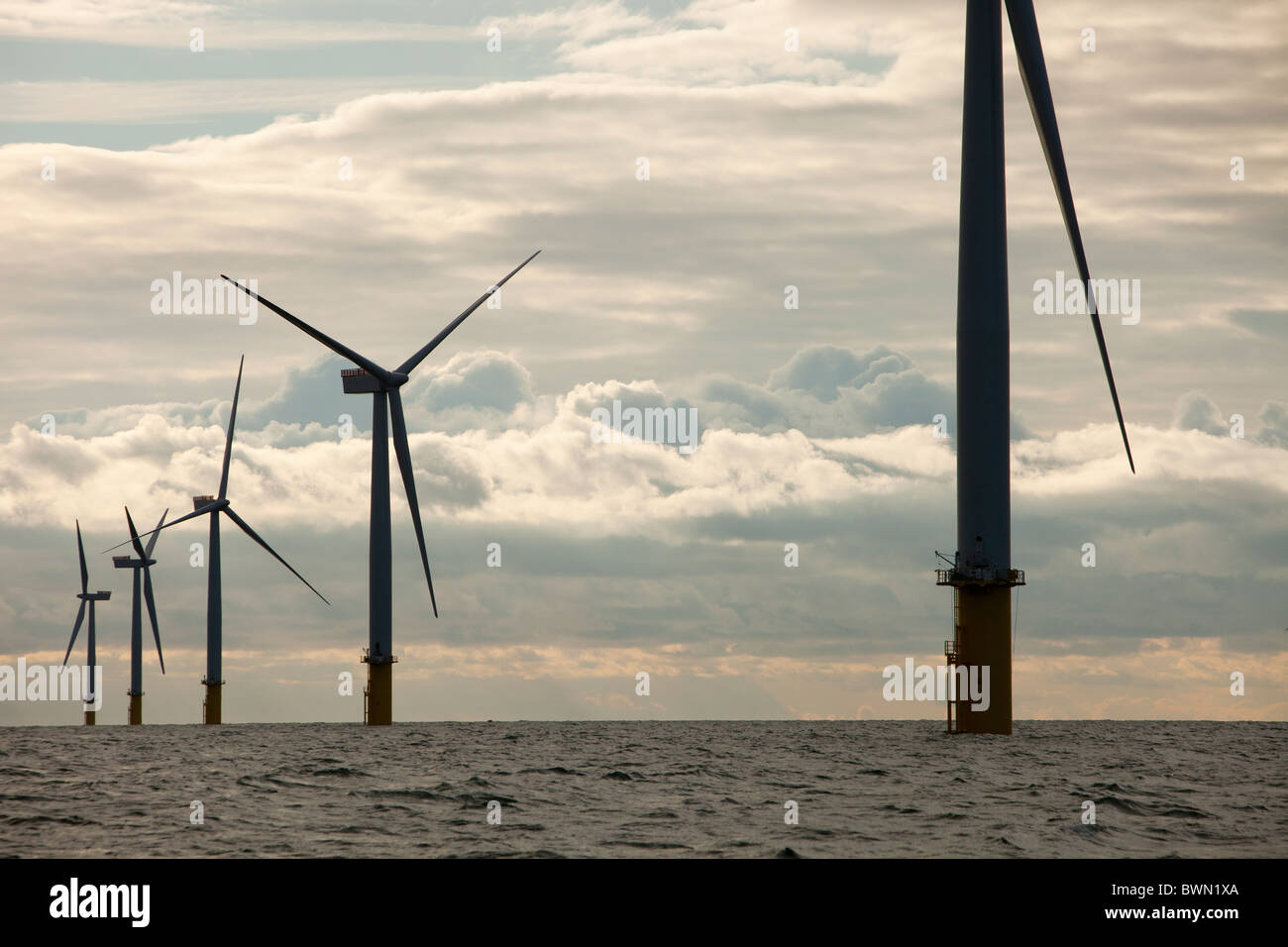 Working on installing the Walney 1 offshore wind farm off Barrow in ...