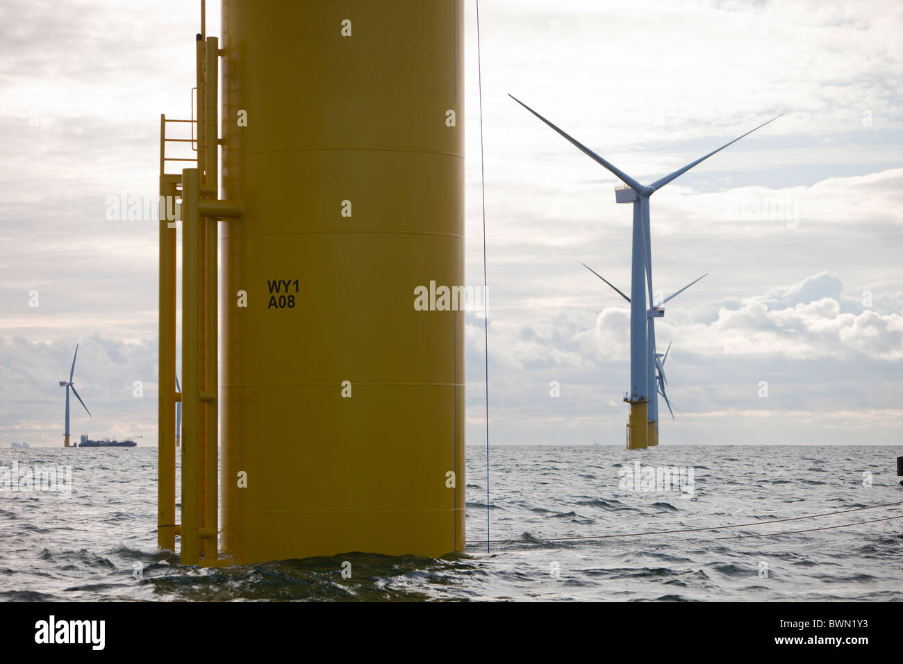 Working on installing the Walney 1 offshore wind farm off Barrow in ...