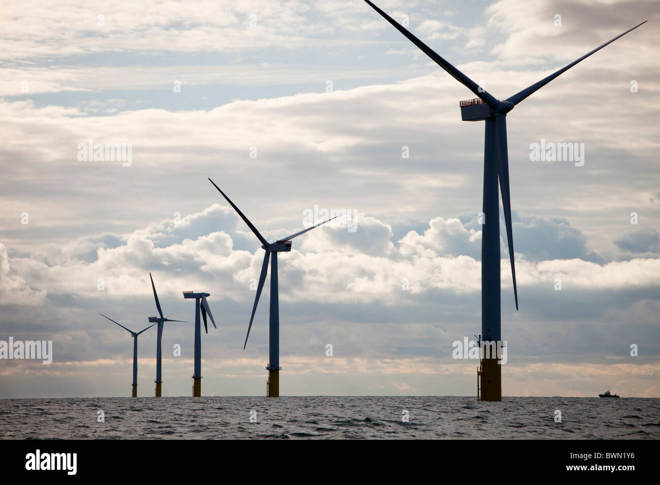 Working on installing the Walney 1 offshore wind farm off Barrow in ...