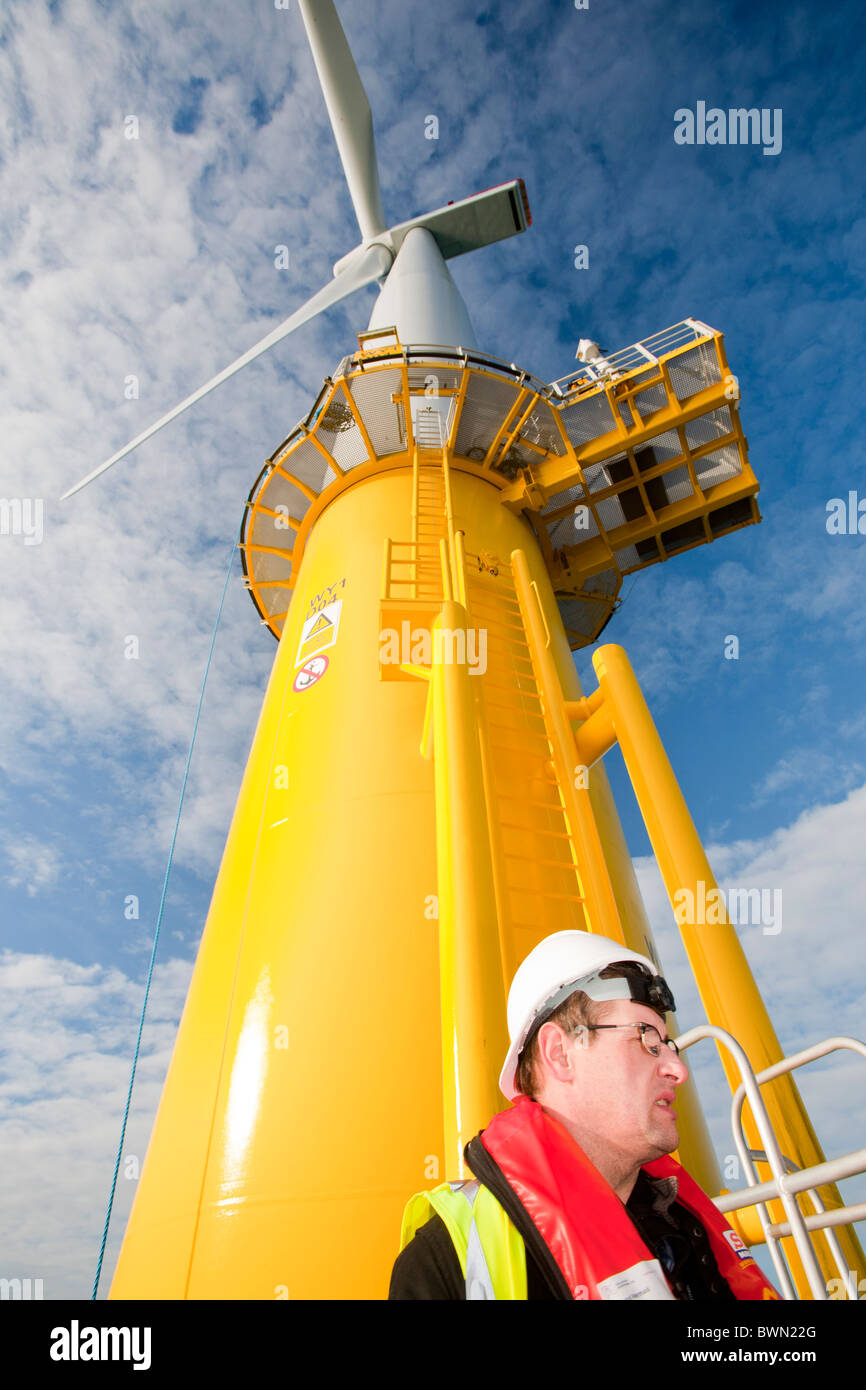 Working on installing the Walney 1 offshore wind farm off Barrow in ...