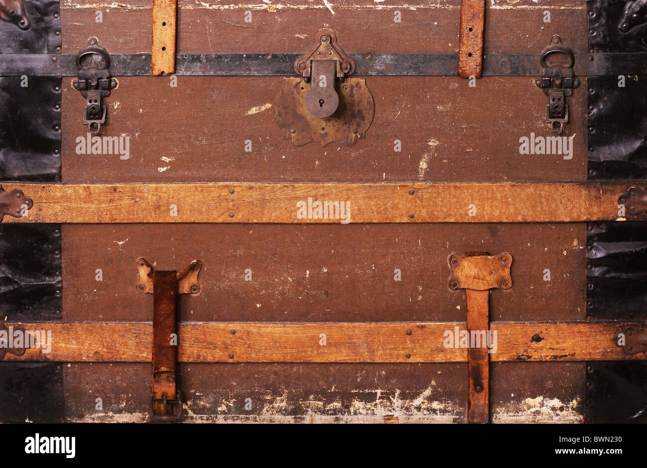 Shot of the front of an old antique chest to be used as a background ...