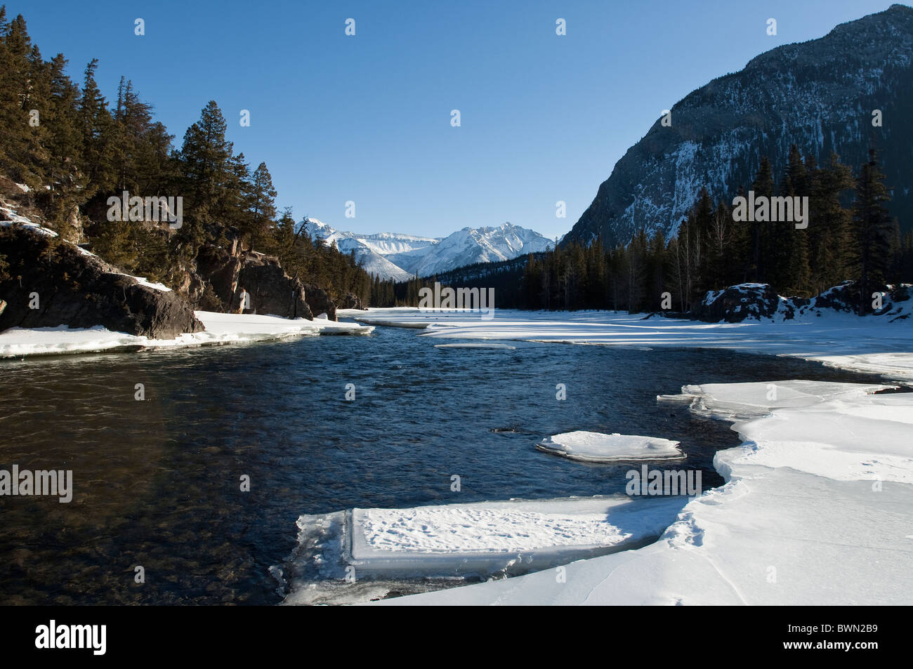 Banff, Alberta, Canada. Bow River Stock Photo - Alamy