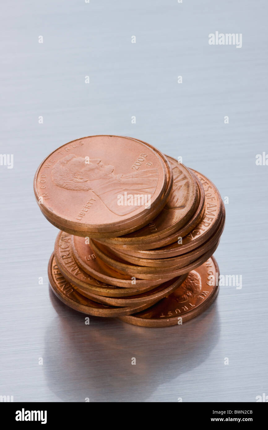 Penny stack hi-res stock photography and images - Alamy