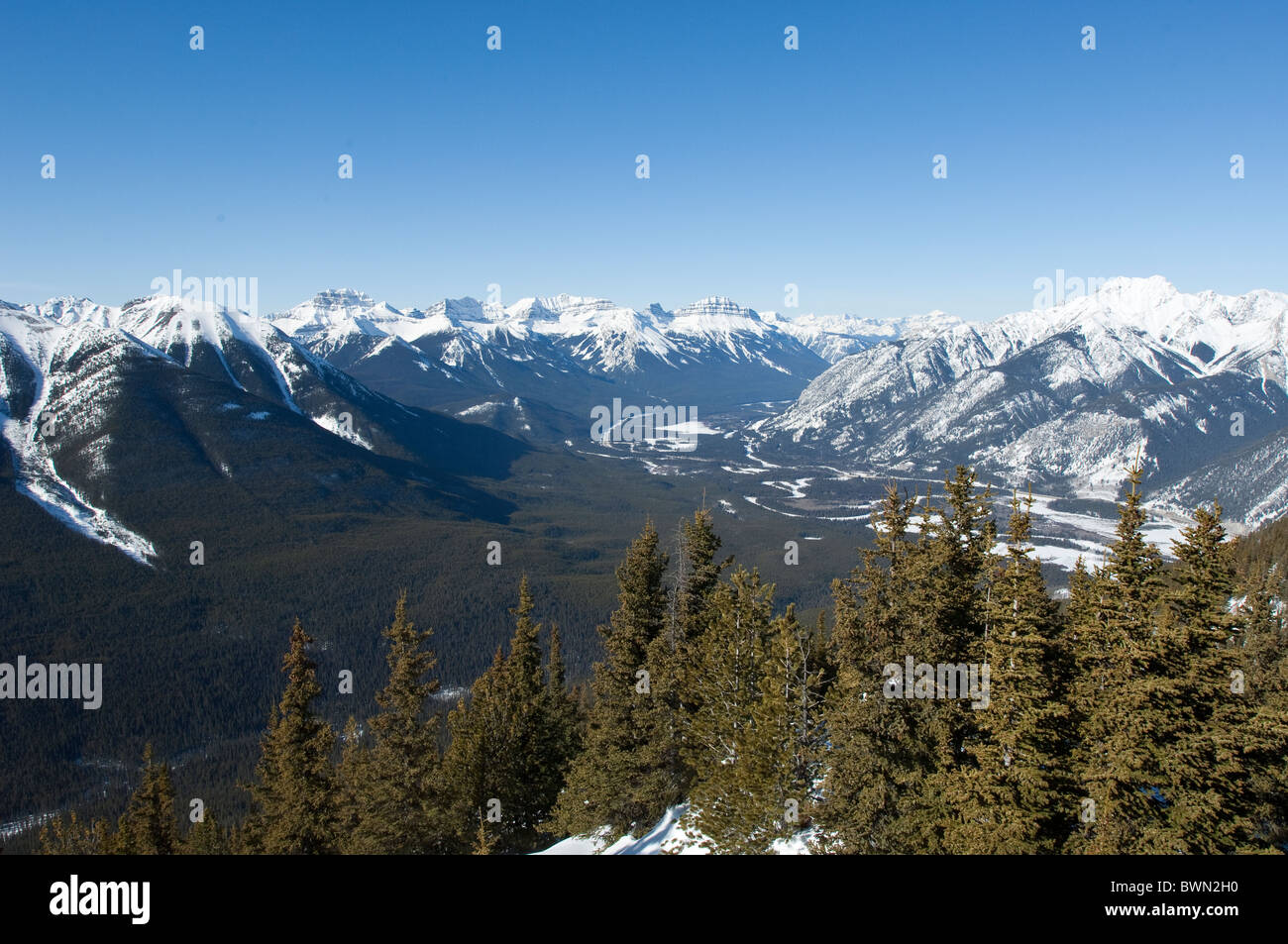 Banff, Alberta, Canada. Rocky Mountains and Bow River Valley Stock ...