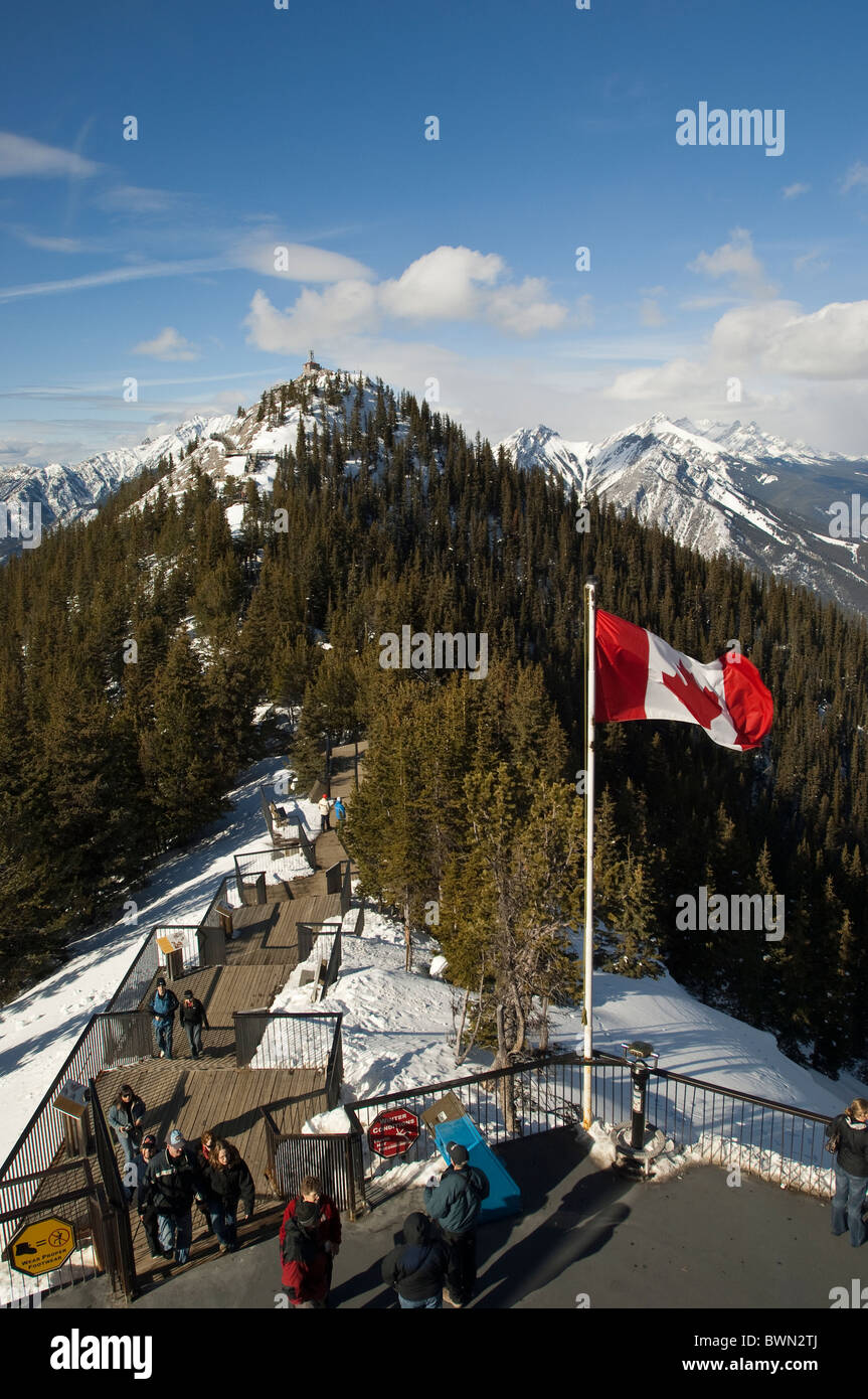 Rocky mountains banff national park canada flag hi-res stock ...