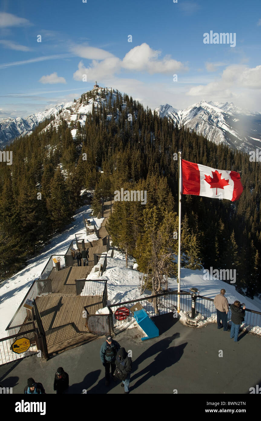 Rocky mountains banff national park canada flag hi-res stock ...