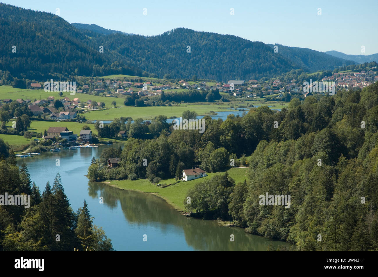 Switzerland Europe and France Doubs River Border Canton Neuchatel ...