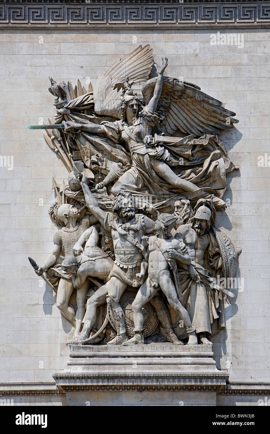 France Europe Paris city Arc de Triomphe Triumphal arch Detail Relief ...