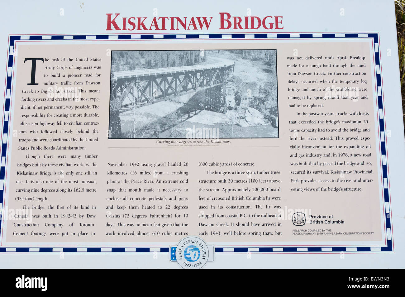 Original Kiskatinaw Bridge at Alaska Highway "21" mile marker, Dawson ...