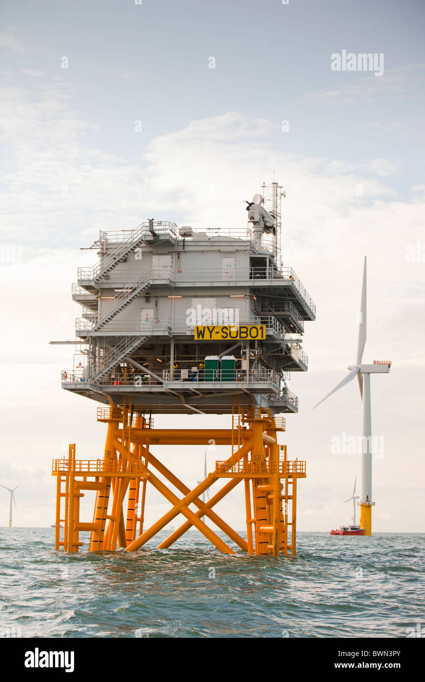 Working on installing the Walney 1 offshore wind farm off Barrow in ...