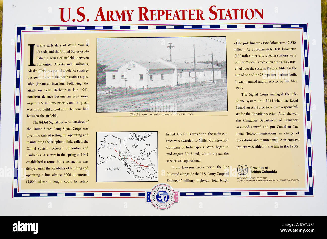 US Army Repeater Station, Alaska Highway "2" mile marker, Dawson Creek ...