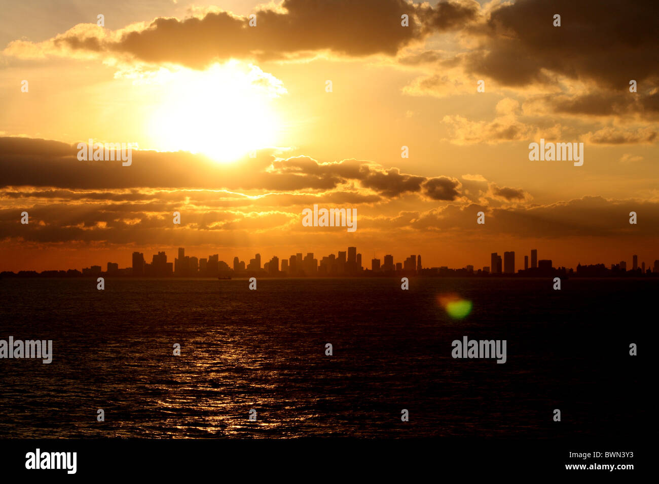 Sunset Over Miami Stock Photo - Alamy