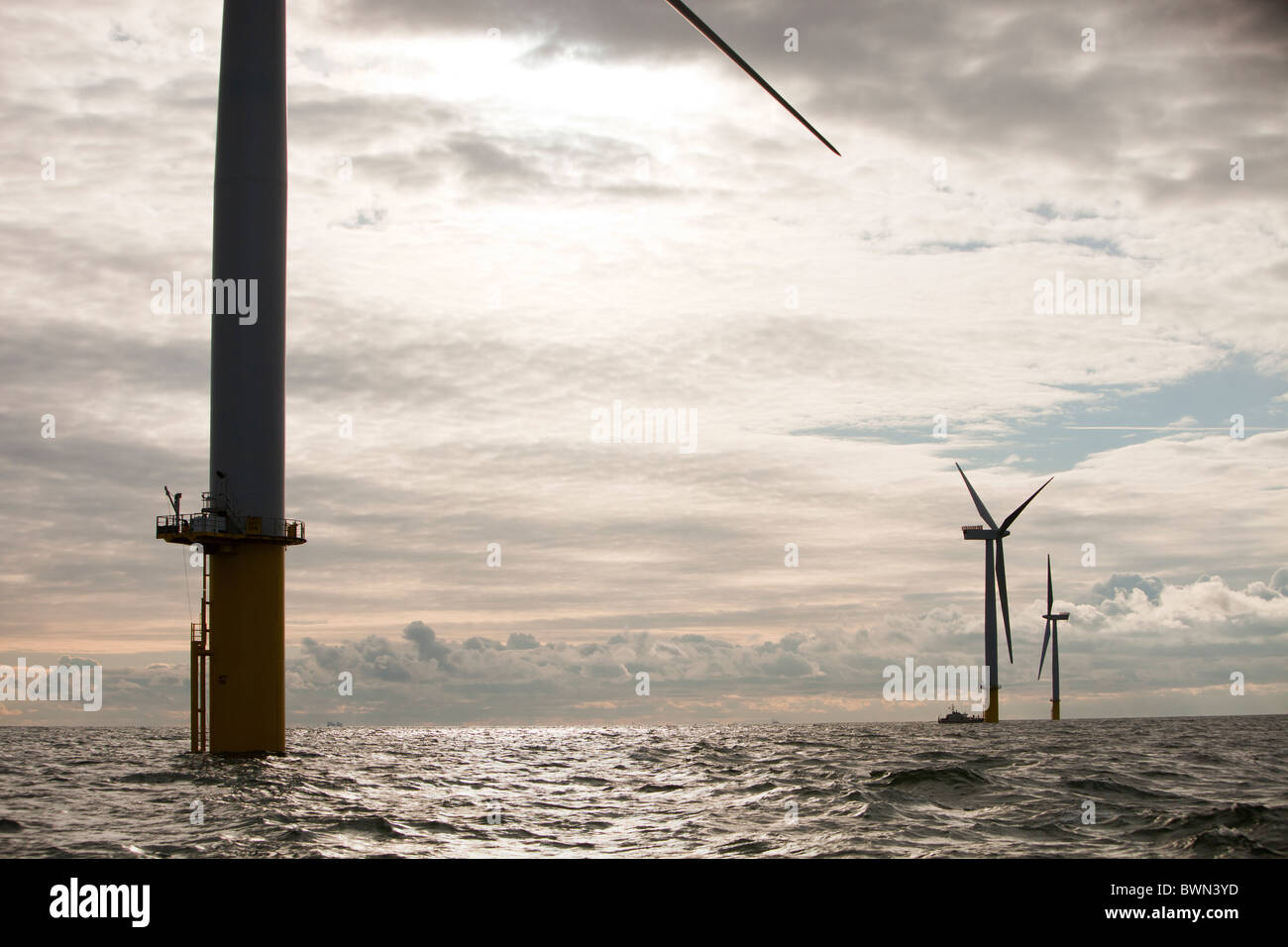Working on installing the Walney 1 offshore wind farm off Barrow in ...