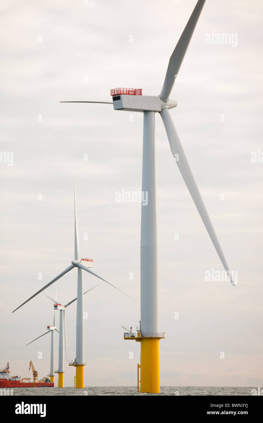 Working on installing the Walney 1 offshore wind farm off Barrow in ...