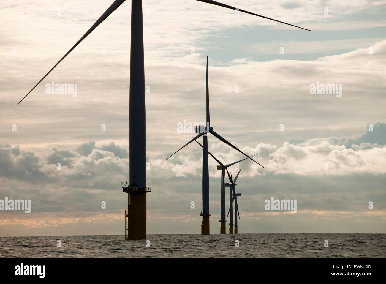 Working on installing the Walney 1 offshore wind farm off Barrow in ...