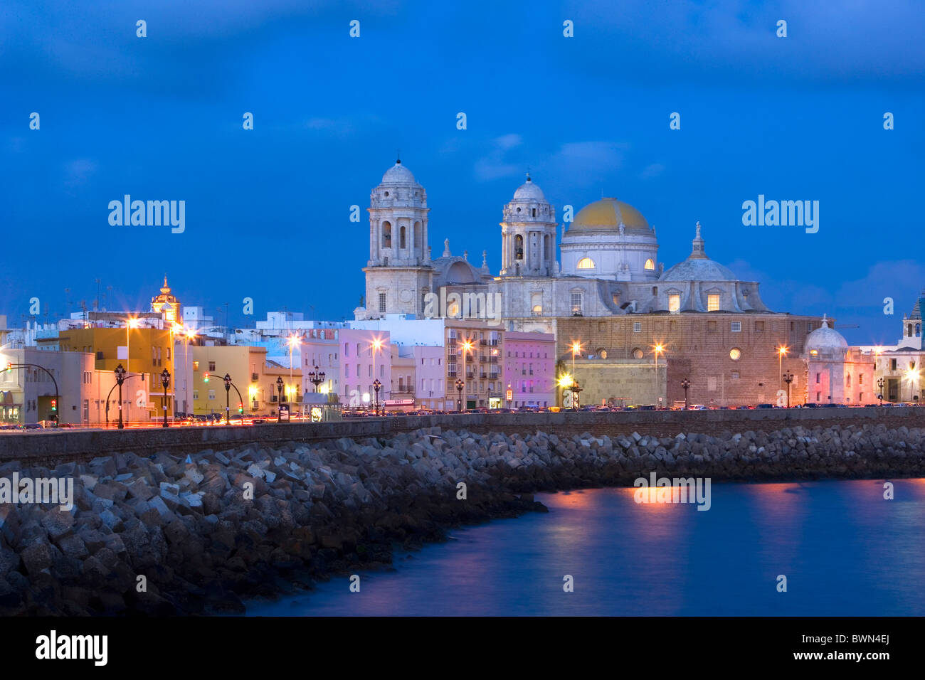 Spain Europe Andalucia Region Cadiz City Cathedral town promenade coast ...