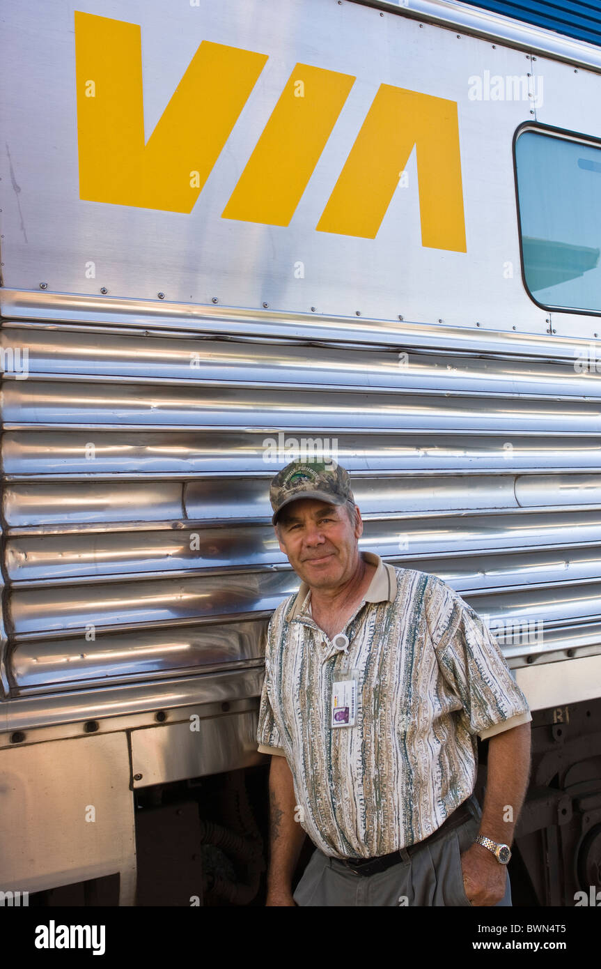 Via Rail train engineer on Churchill to Winnipeg route, Cape Merry ...