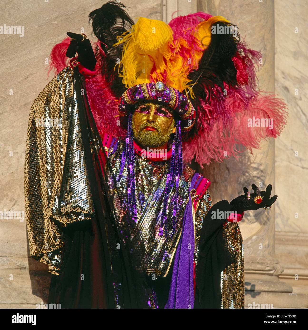Europe Italy Europe Venice carnival man mask dresses up colorful ...