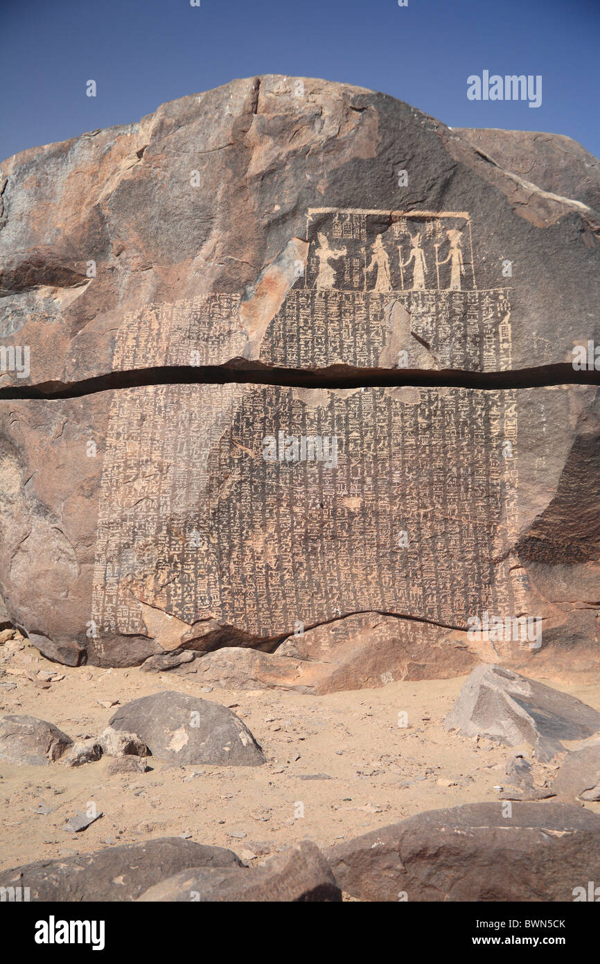 Egypt North Africa Sehel island near Aswan. Famine stela stele travel ...